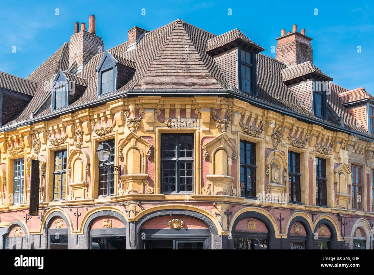 Lille, typical buildings in the center, beautiful town in the north of ...