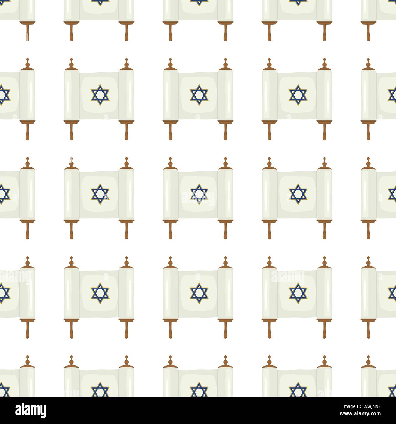 Illustration on theme big colored pattern Hanukkah, seamless set torah ...