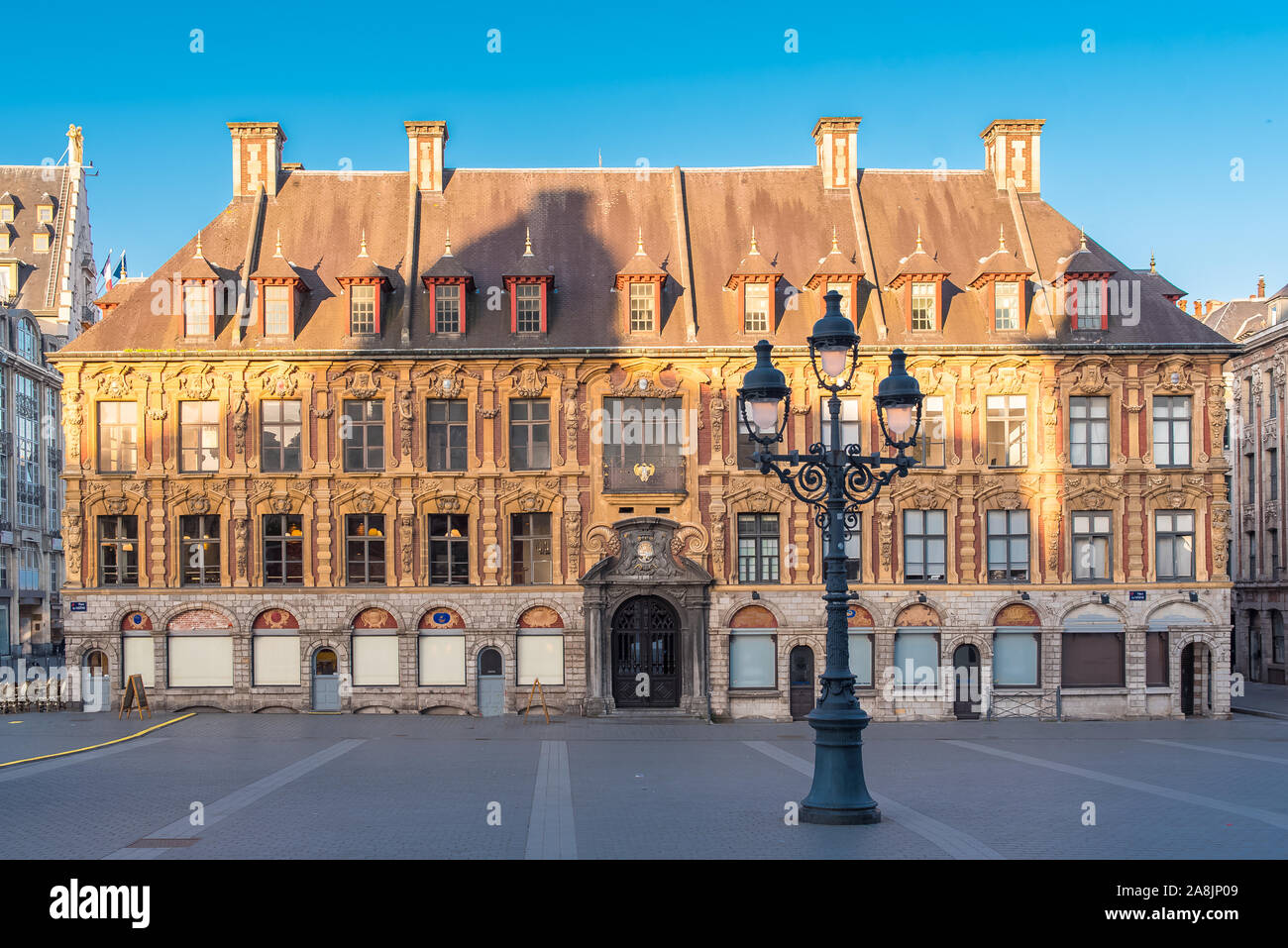 Lille, old facade in the center, beautiful town in the north of France ...
