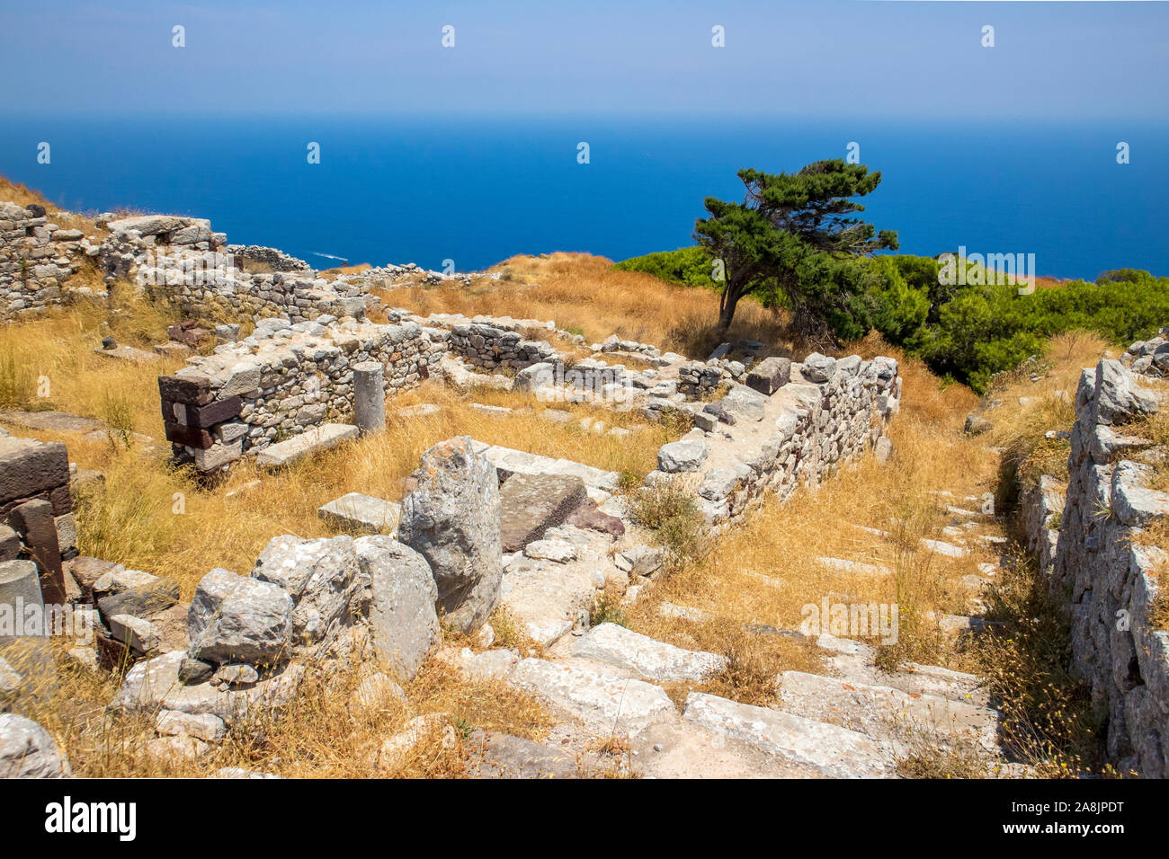 Ancient Thera, Santorini/Greece-17JUL2019: Ancient Thera is an antique ...