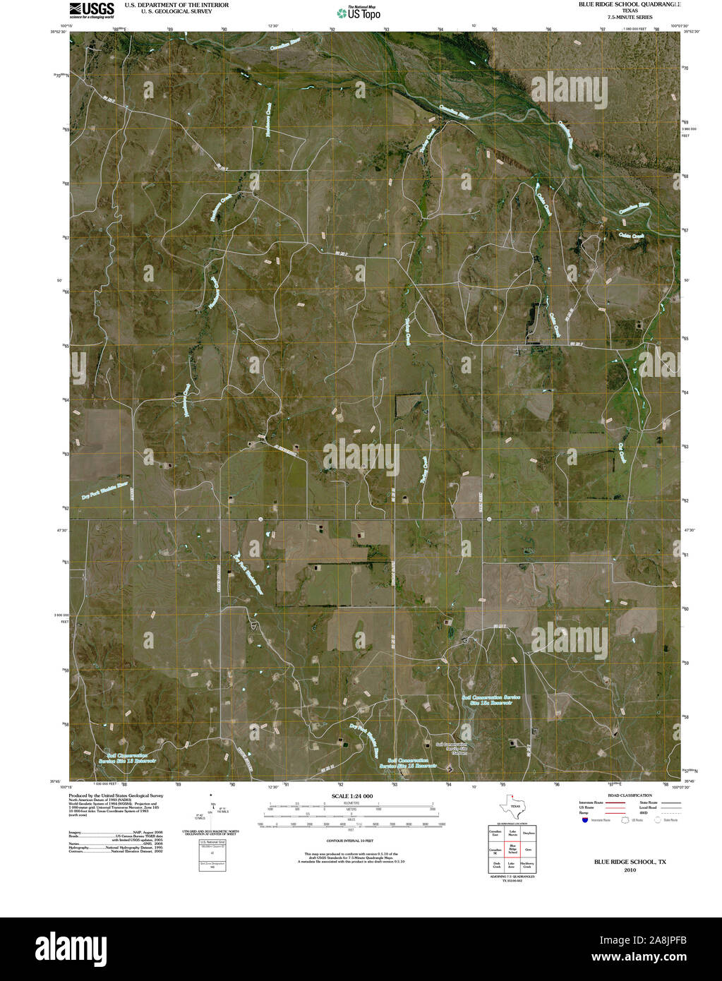 USGS TOPO Map Texas TX Blue Ridge School 20100306 TM Restoration Stock ...