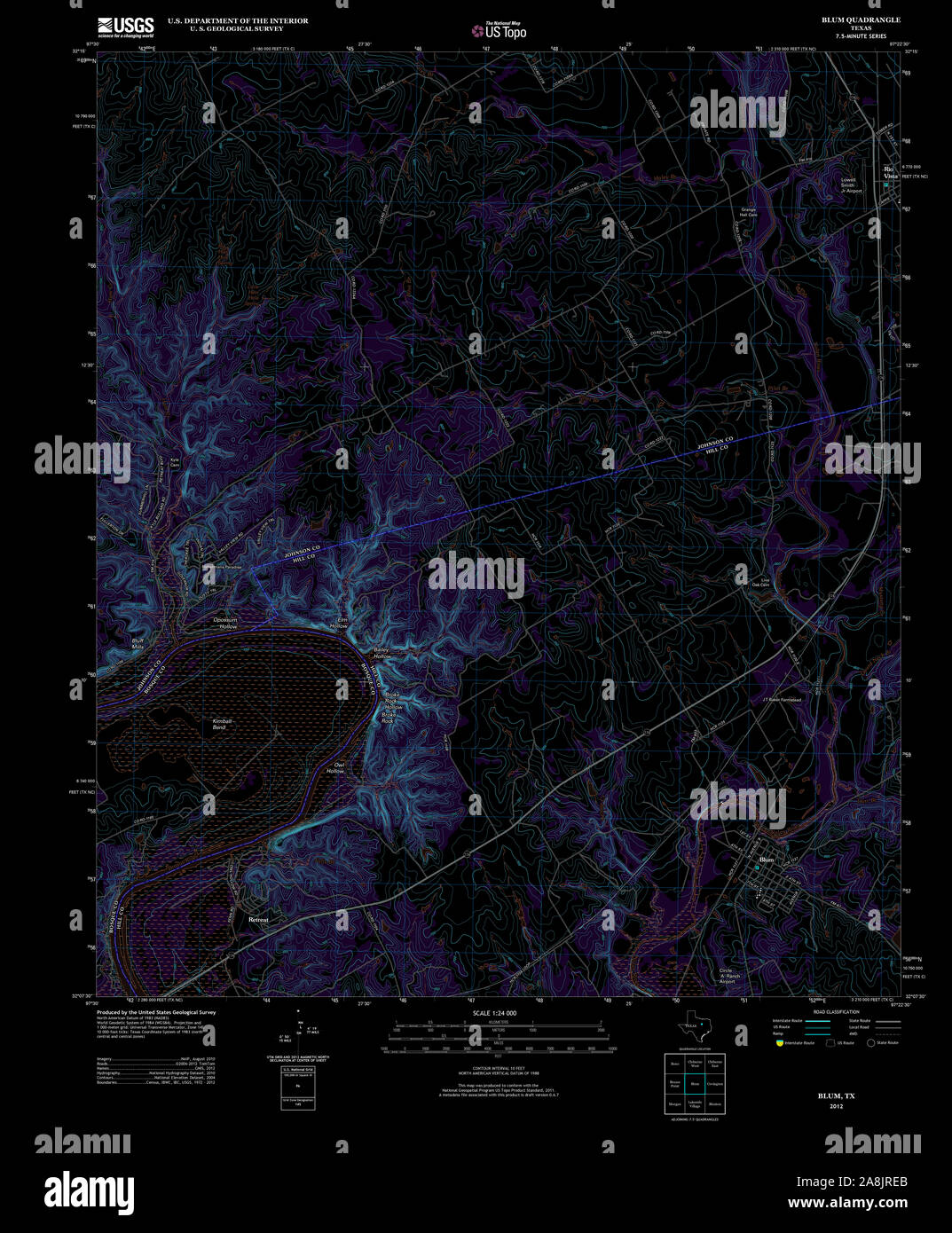 USGS TOPO Map Texas TX Blum 20121126 TM Inverted Restoration Stock ...