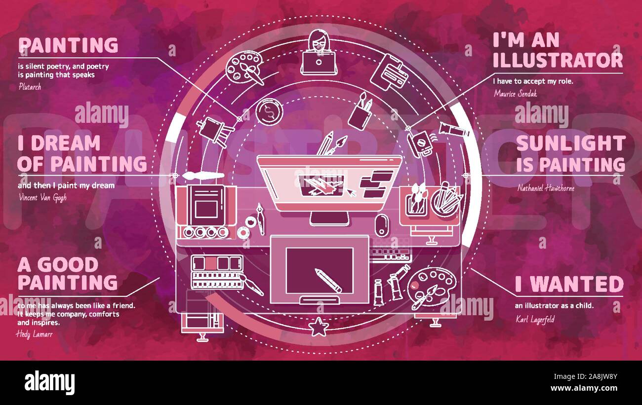 Beautiful and detailed illustration on the theme of illustrator ...