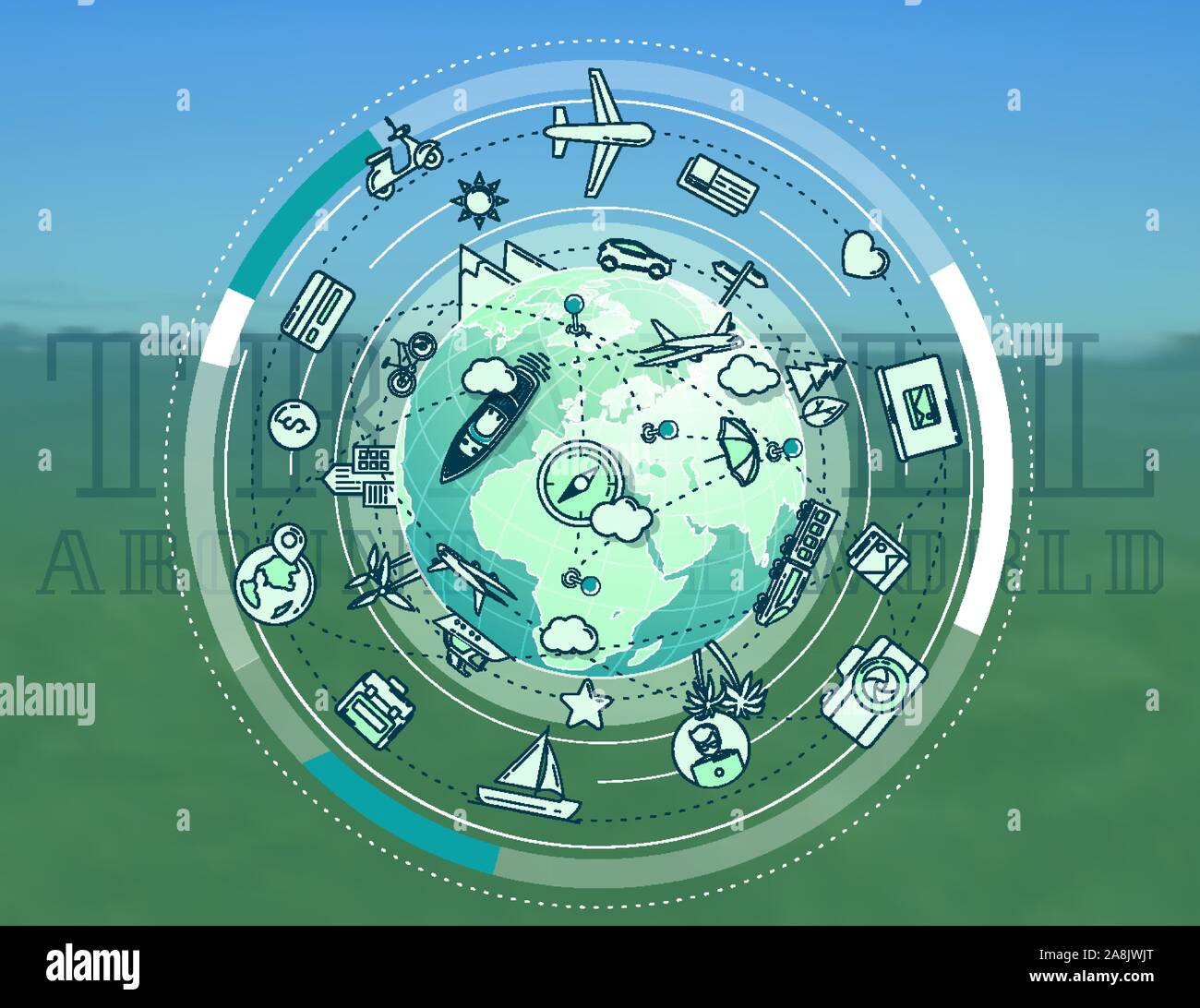 Promotional illustration on the topic of travel around the world Stock ...