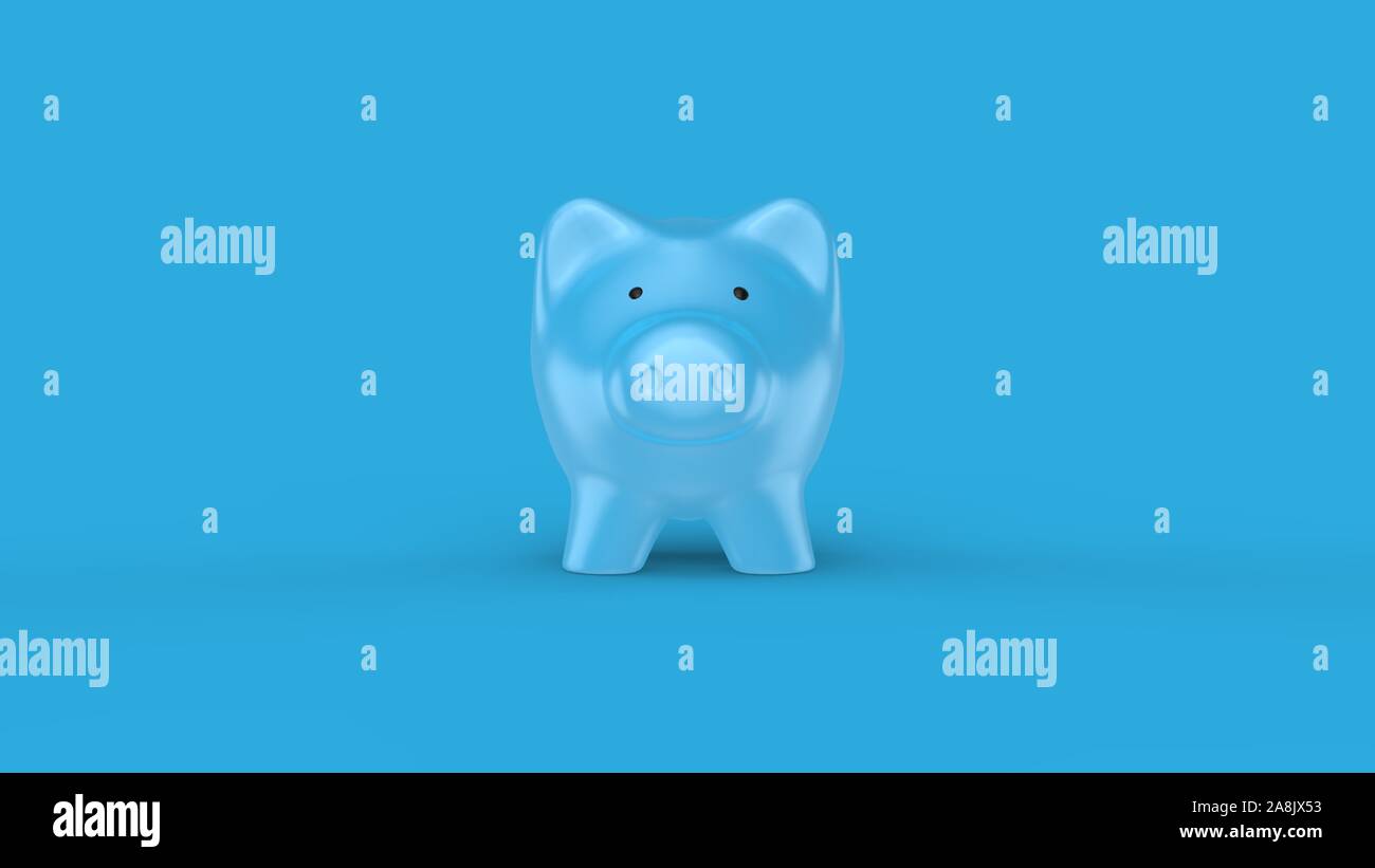 Piggy Saving Bank Against Blue Background 3D rendering Stock Photo - Alamy