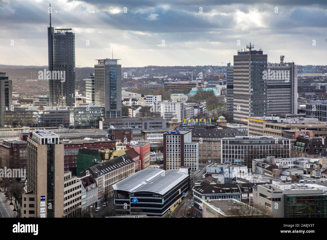 The city centre of Essen, on the left the RWE Tower Stock Photo - Alamy