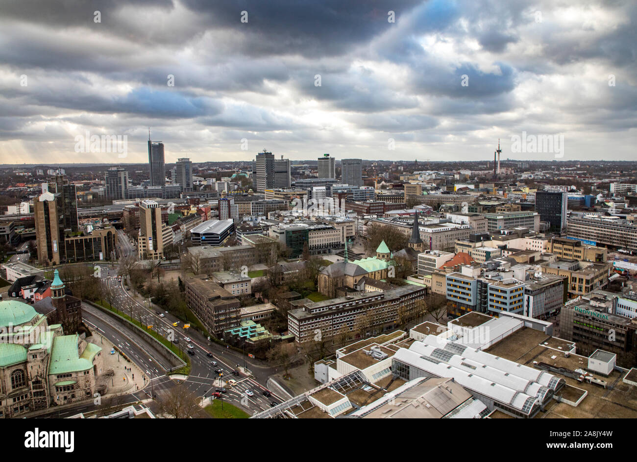 The city centre of Essen, on the left the RWE Tower Stock Photo - Alamy
