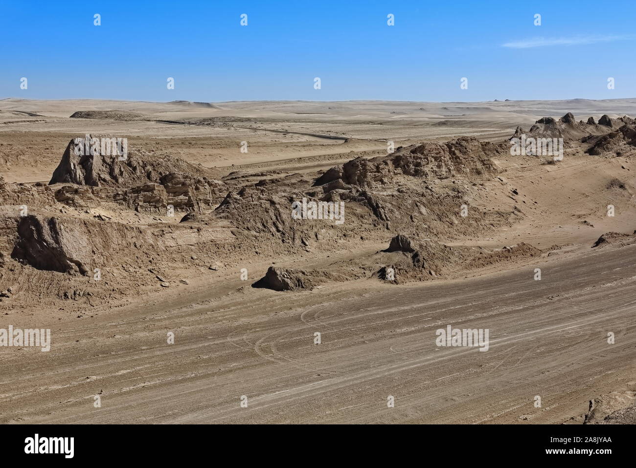 Yardangs-wind eroded rock and bedrock surfaces-alternating ridges and ...