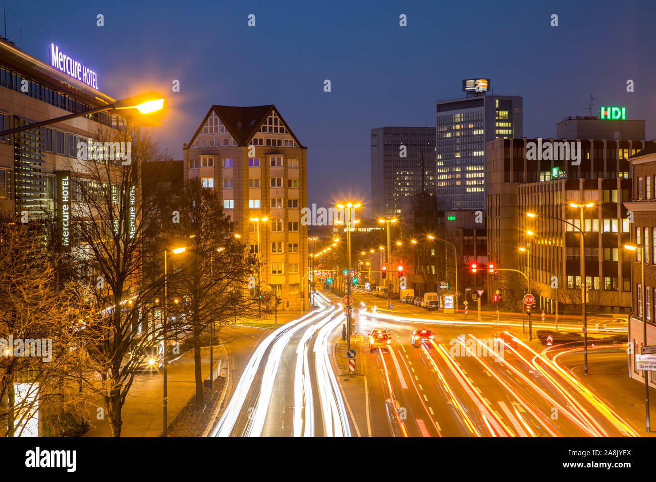 The city centre of Essen, Bundesstraße 224, Bismarck street, Innogy ...