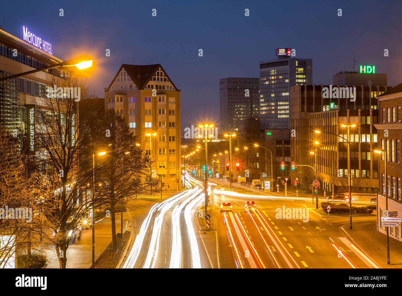 The city centre of Essen, Bundesstraße 224, Bismarck street, Innogy ...