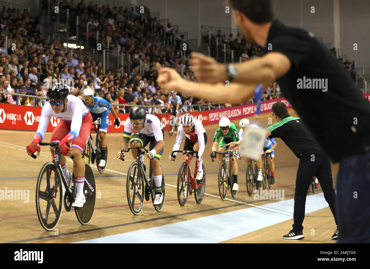 Competitors in the Men's Madison during day two of the UCI Track ...