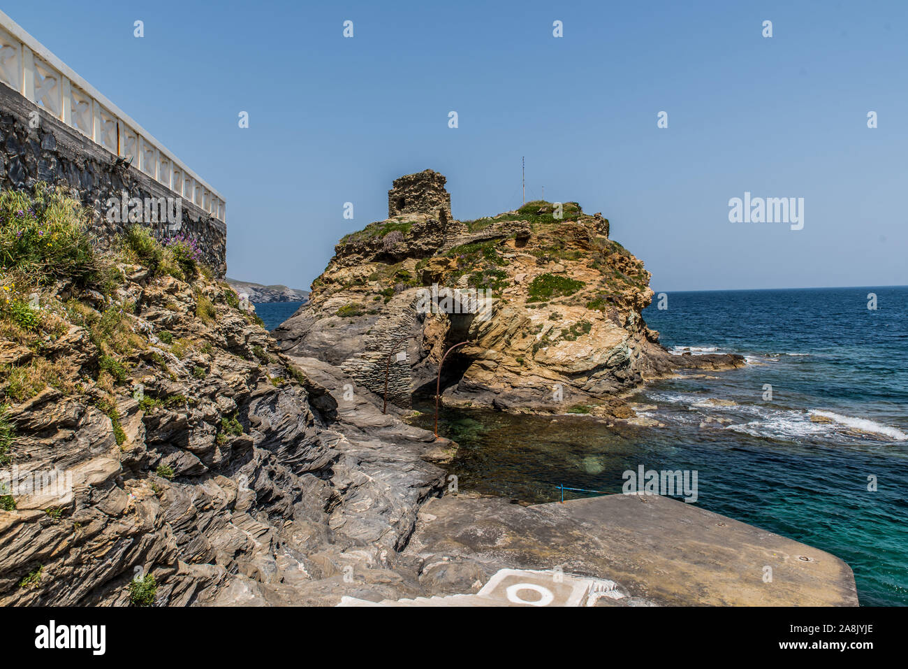 Castle of Chora in Andros island, Cyclades Greece Stock Photo - Alamy