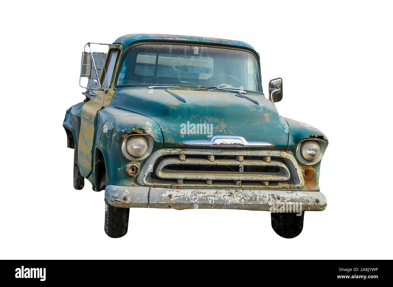 Old blue american car wreck on white background, isolated Stock Photo ...