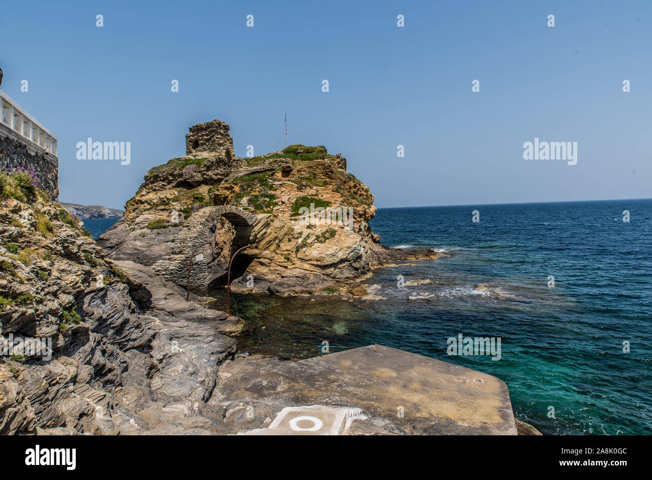 Castle of Chora in Andros island, Cyclades Greece Stock Photo - Alamy