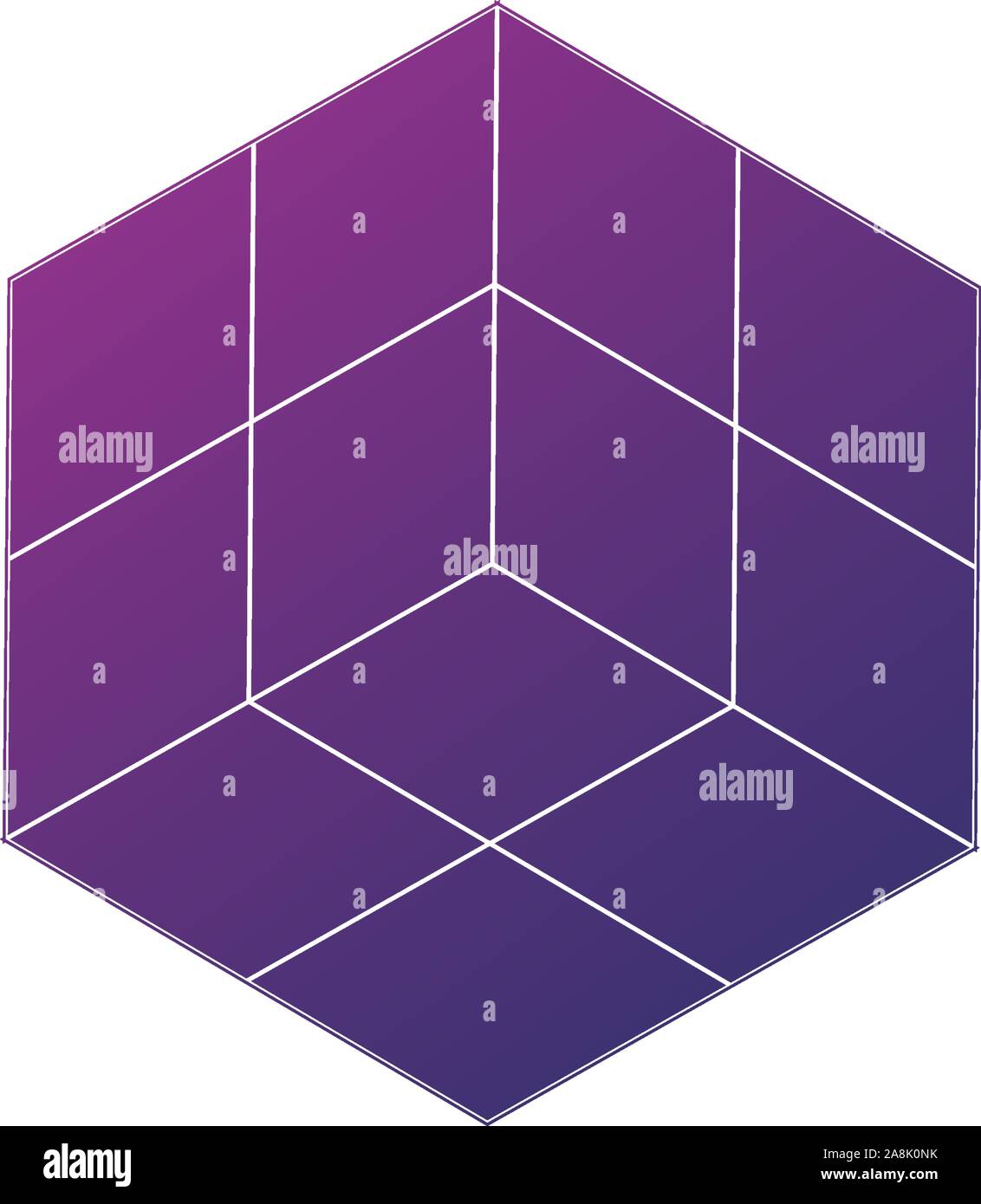 Purple 3d Isometric Cube Geometric Shape Puzzle Built Modern Design Template Stock Vector