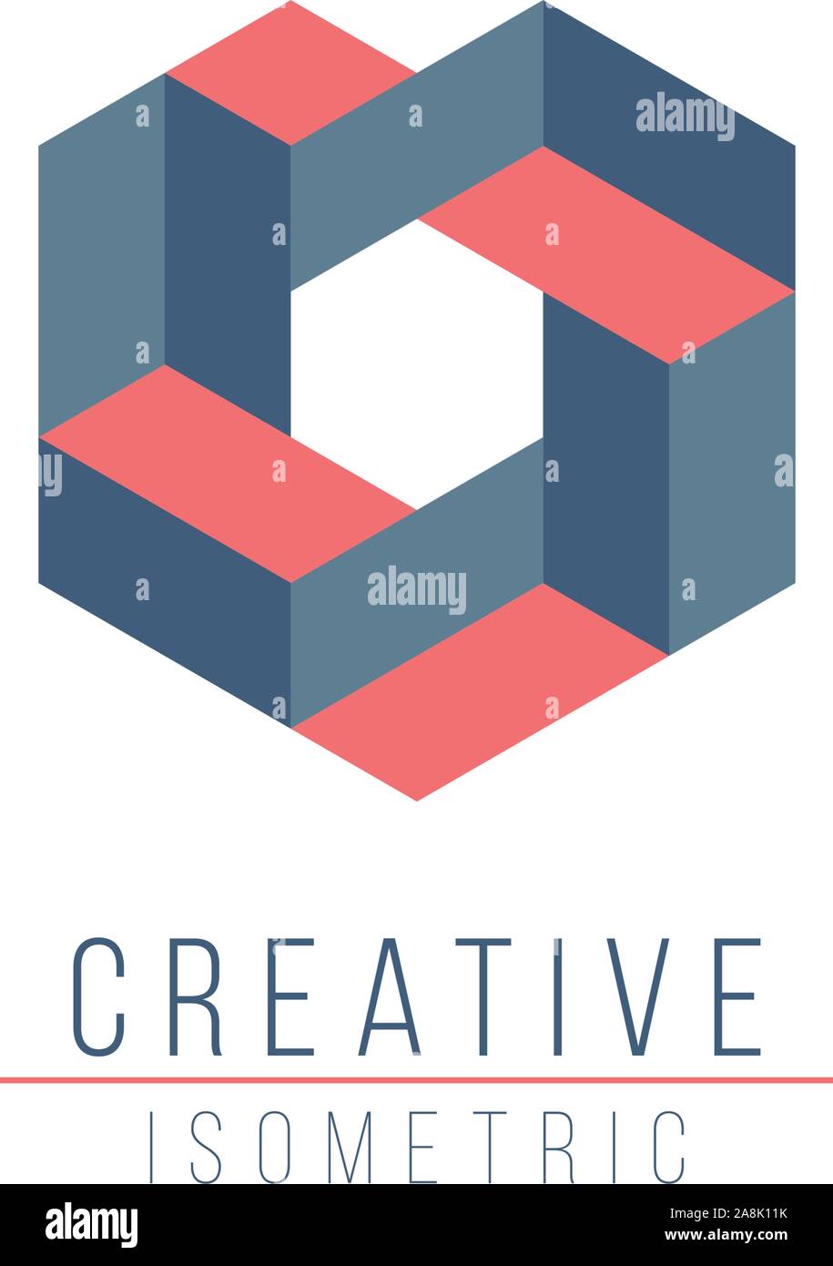 Abstract 3D optical illusion logo template for your company. Isometric ...