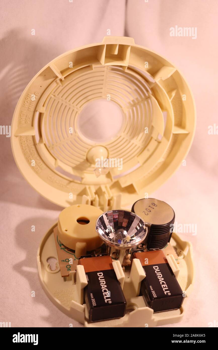 An old First Alert model SA125C Smoke Detetor Stock Photo - Alamy