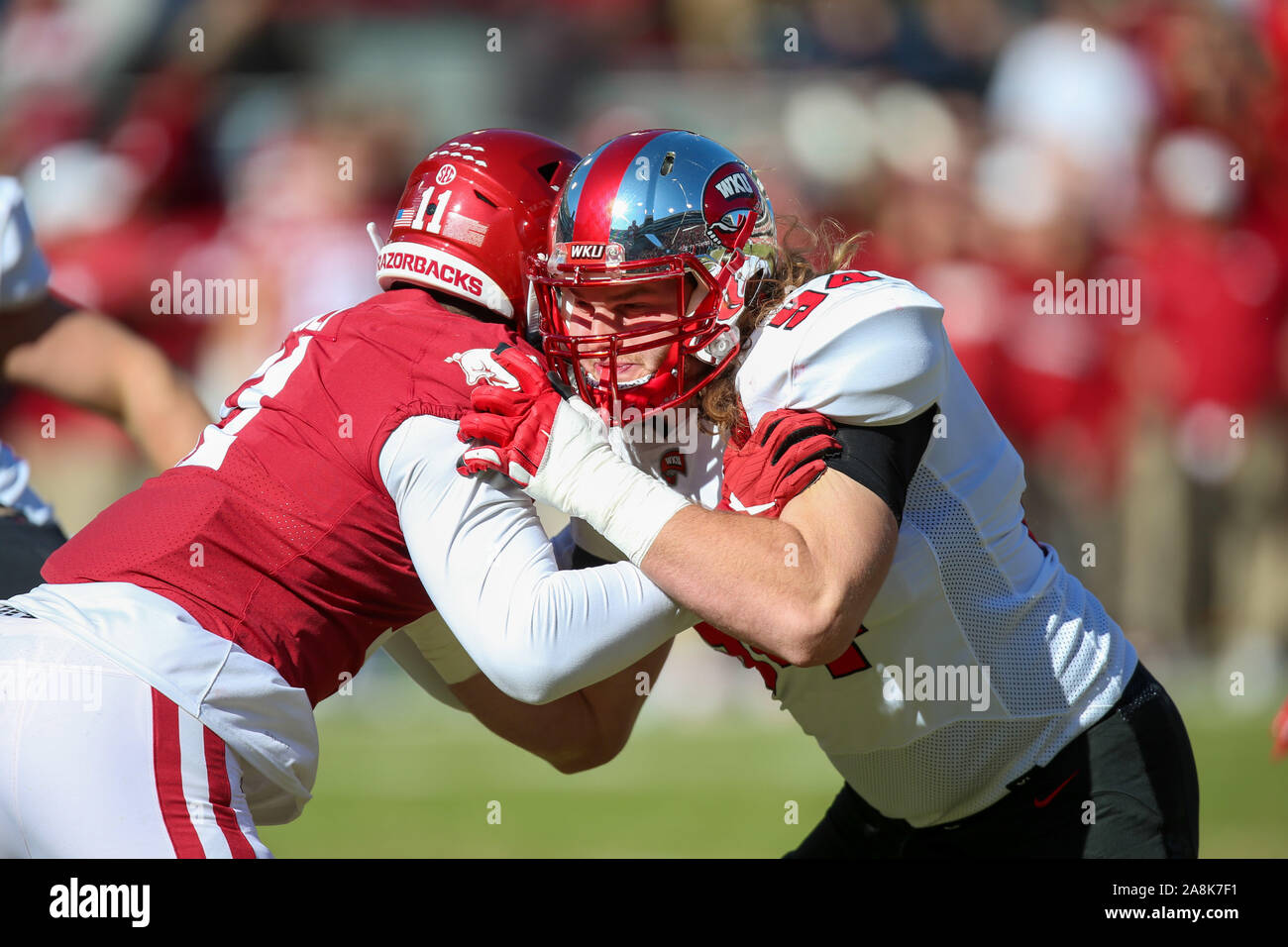 November 9, 2019: Hilltoppers tightend Kyle Fourtenbary #94 works to ...