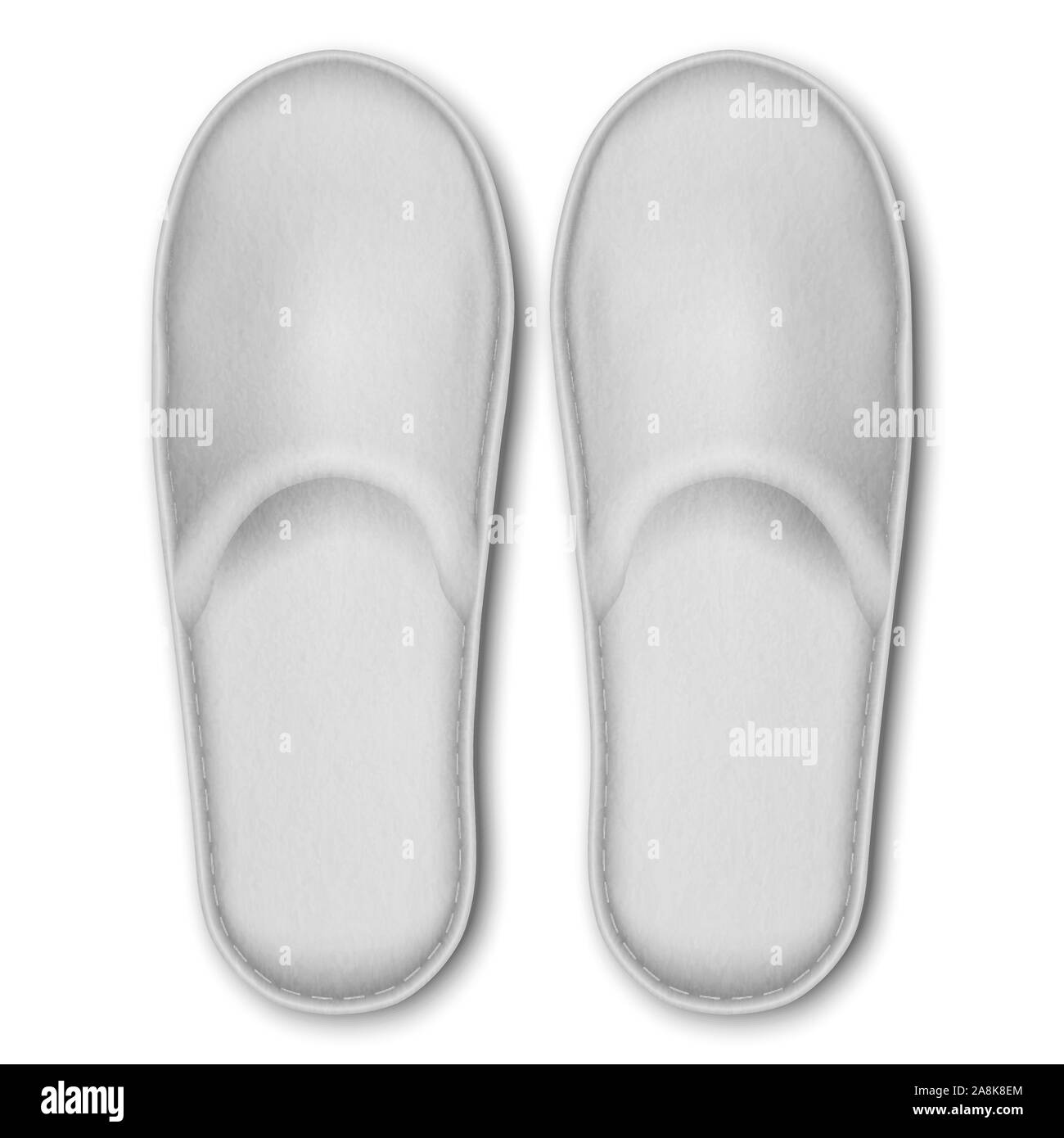3D Vector Realistic White Detailed Blank Hotel Slippers Icon Closeup ...
