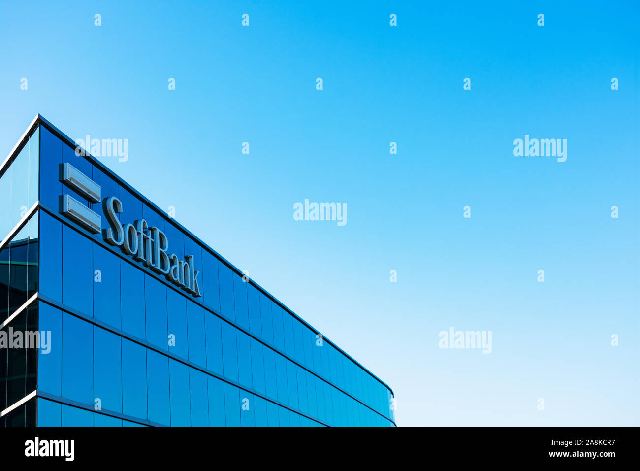 SoftBank sign at Silicon Valley’s SoftBank Vision Fund headquarters ...