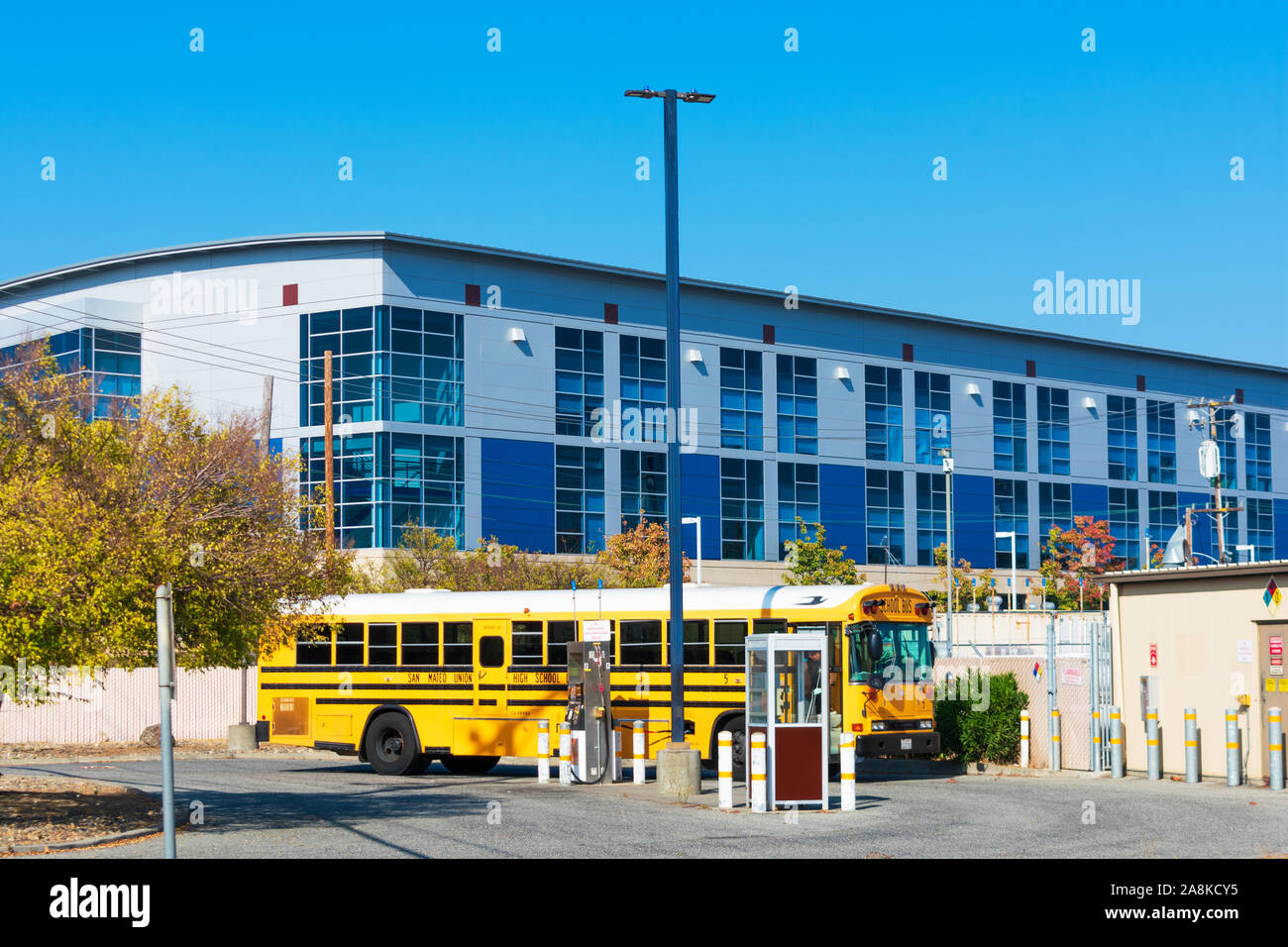Yellow low emissions school bus refuel cleanest burning alternative ...