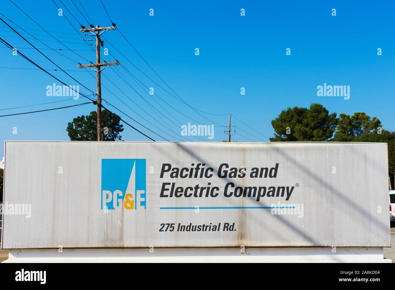 Weathered PG&E, Pacific Gas and Electric Company, sign and logo near ...