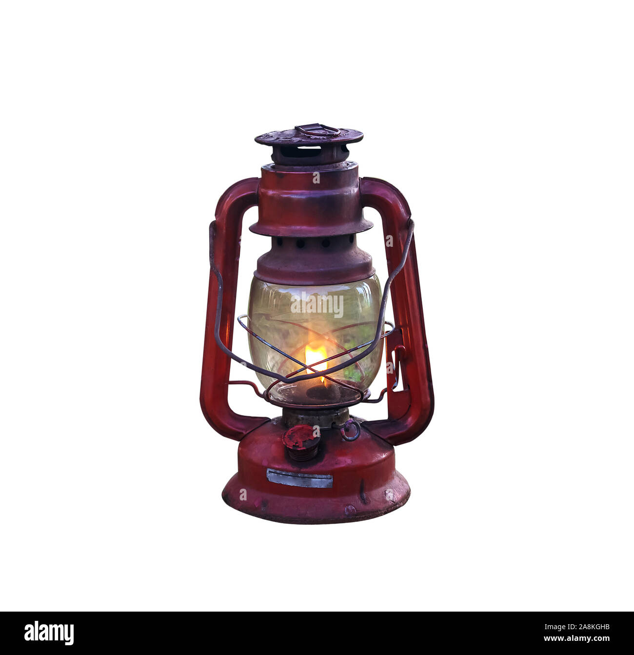 Old red lantern isolated on white background. Clipping Path Stock Photo ...