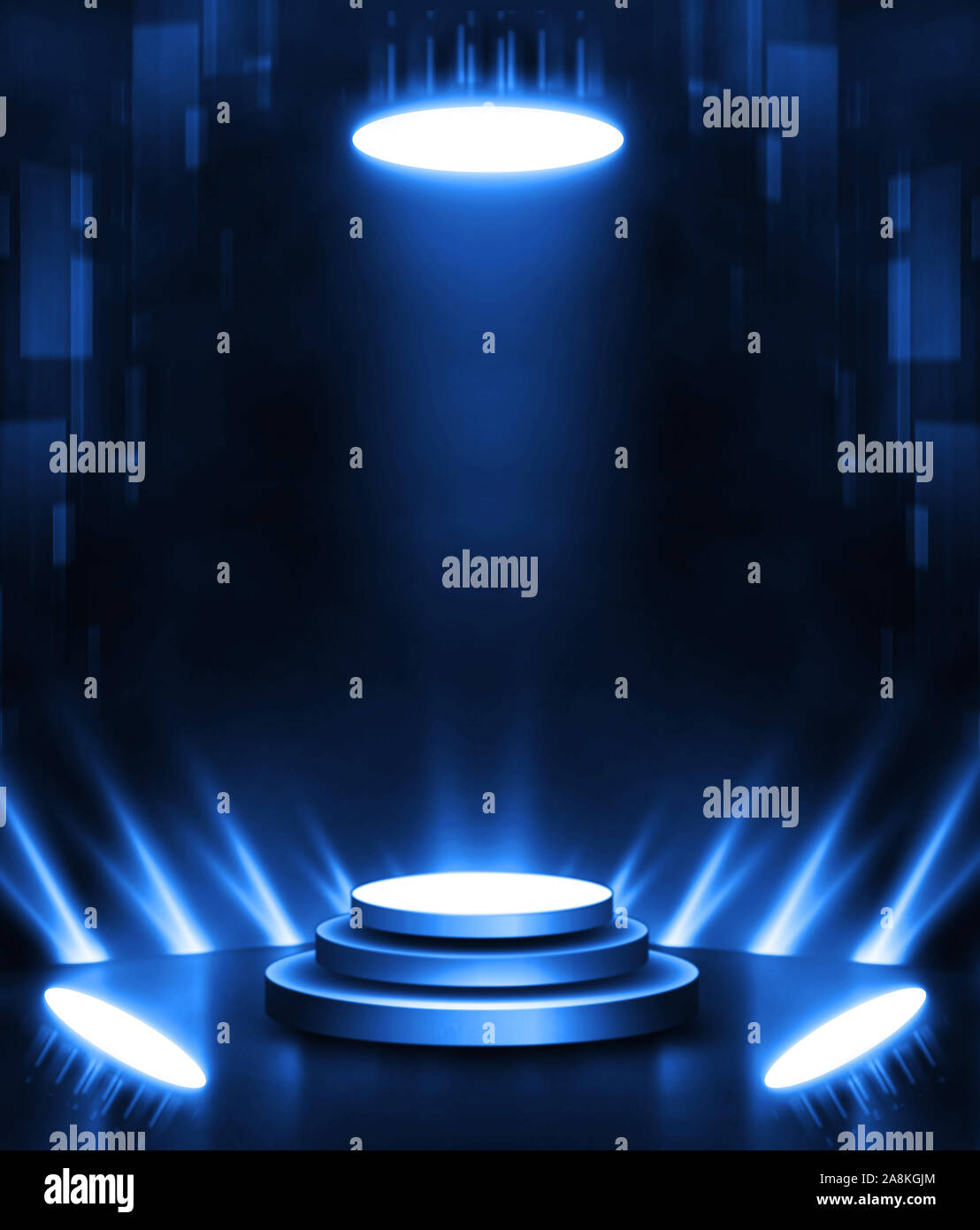 3D Rendering abstract circle battle arena empty stage in spotlights ...