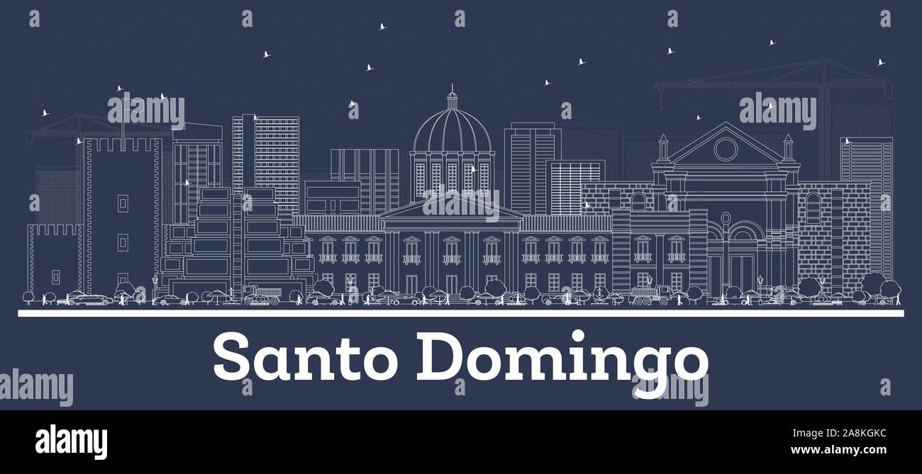 Outline Santo Domingo Dominican Republic City Skyline with White ...
