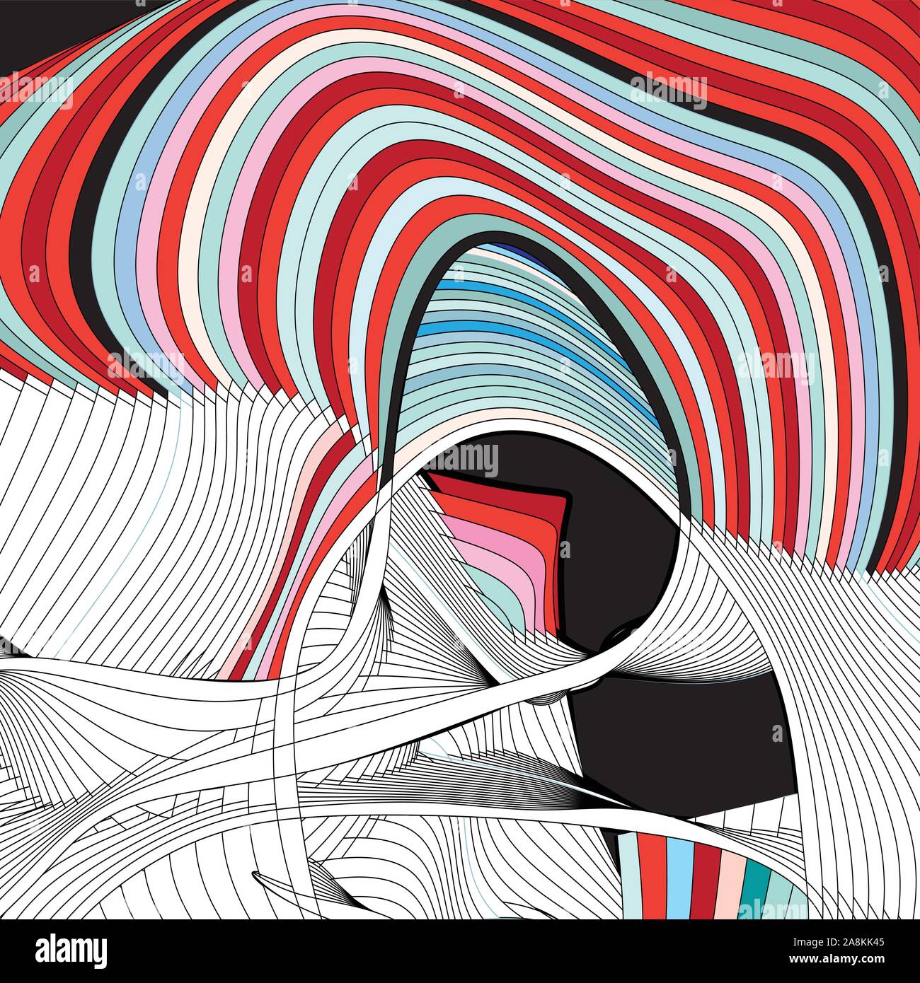 Abstract modern vector background with wavy linear elements. Example ...