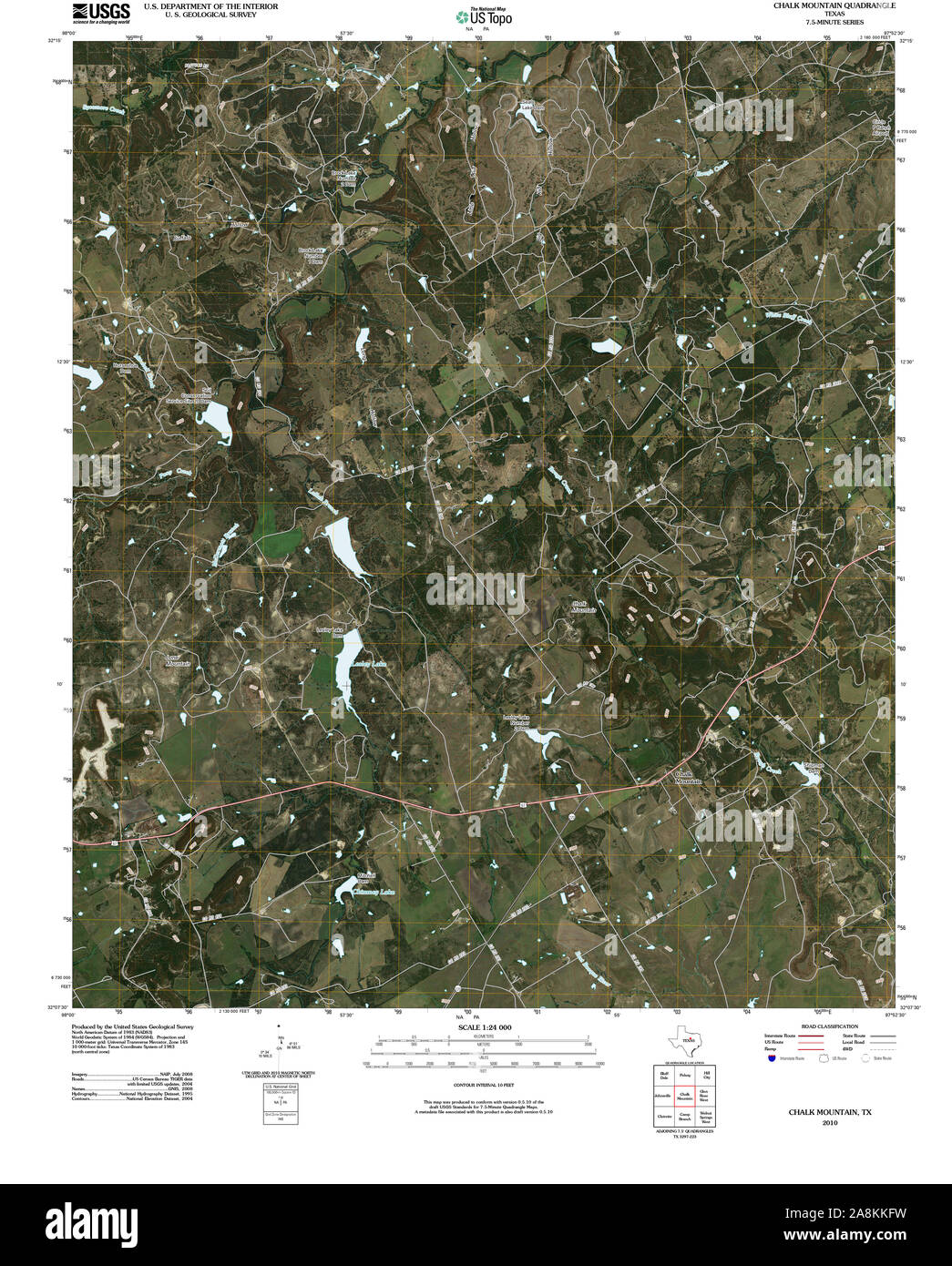USGS TOPO Map Texas TX Chalk Mountain 20100318 TM Restoration Stock ...