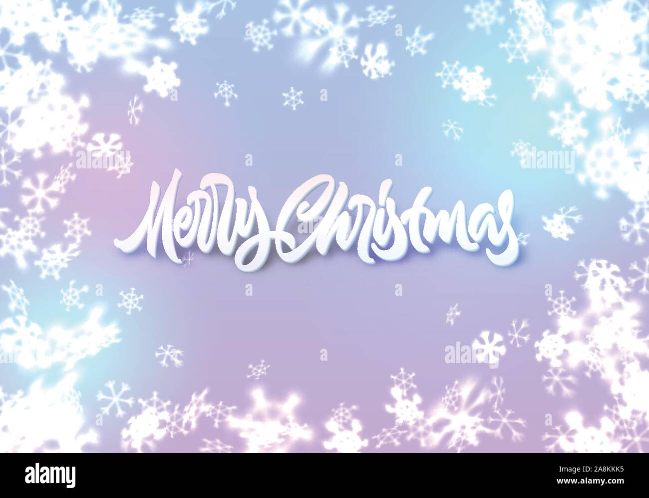 Christmas snowflakes background with falling snow and lettering or ...