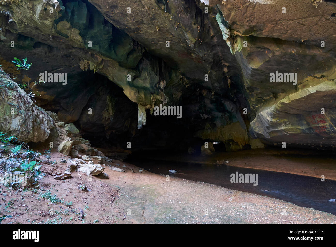 At the entrance to Gua Ikan cave. In DaBong, Kelantan, Malaysia Stock ...