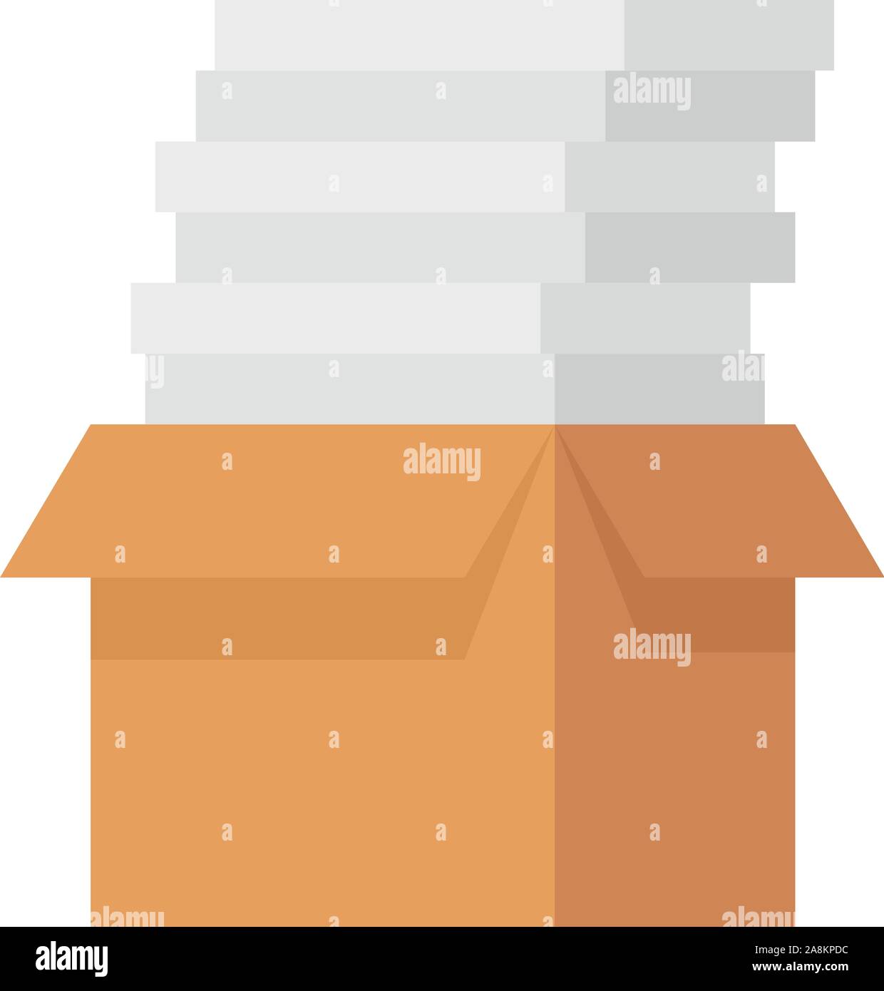 Box with documents icon. Flat illustration of box with documents vector ...