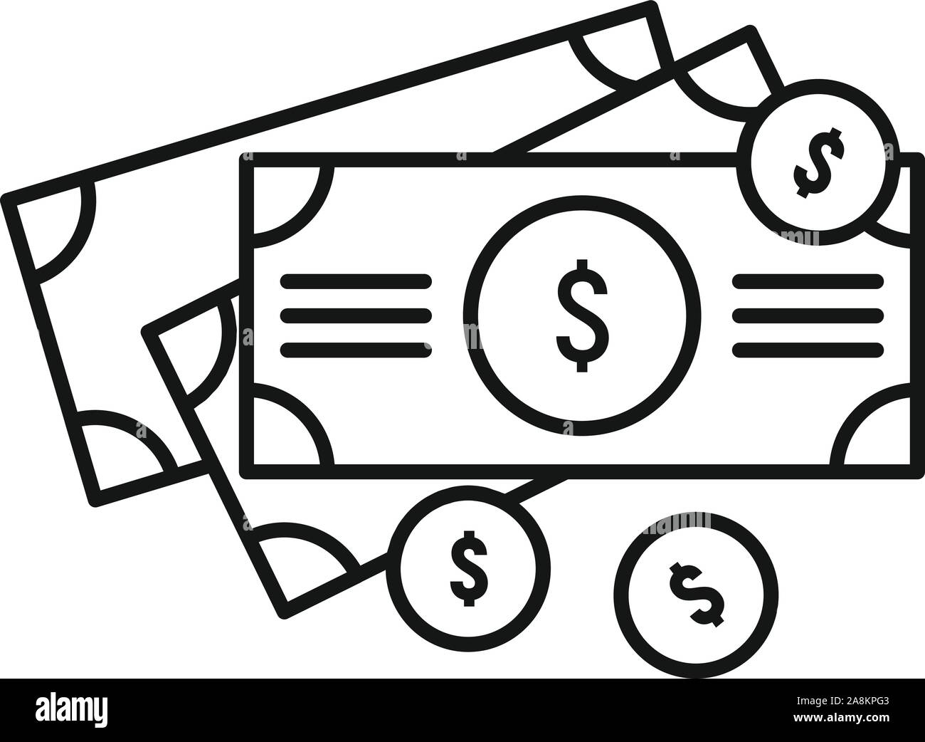 Money cash icon. Outline money cash vector icon for web design isolated ...