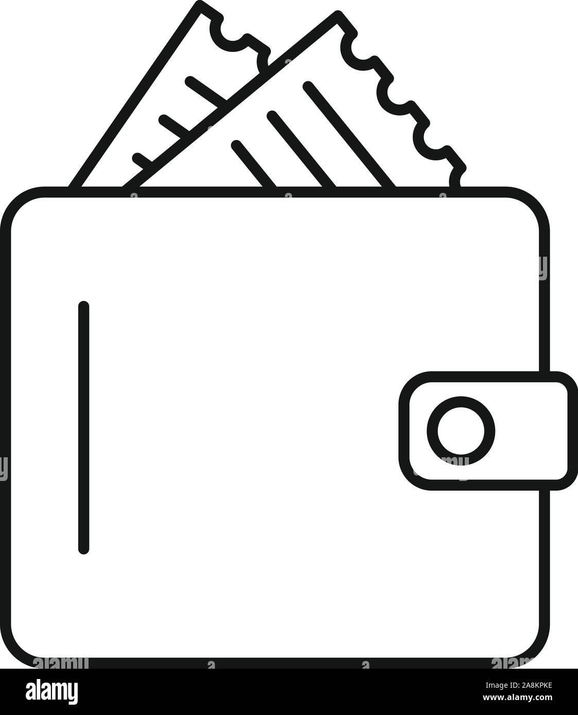 Wallet with receipt icon. Outline wallet with receipt vector icon for ...