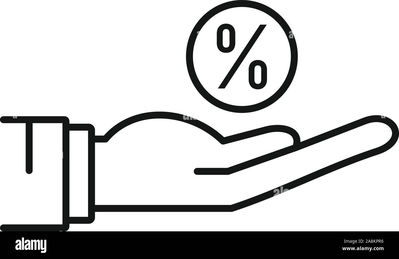 Hand money percent icon. Outline hand money percent vector icon for web ...