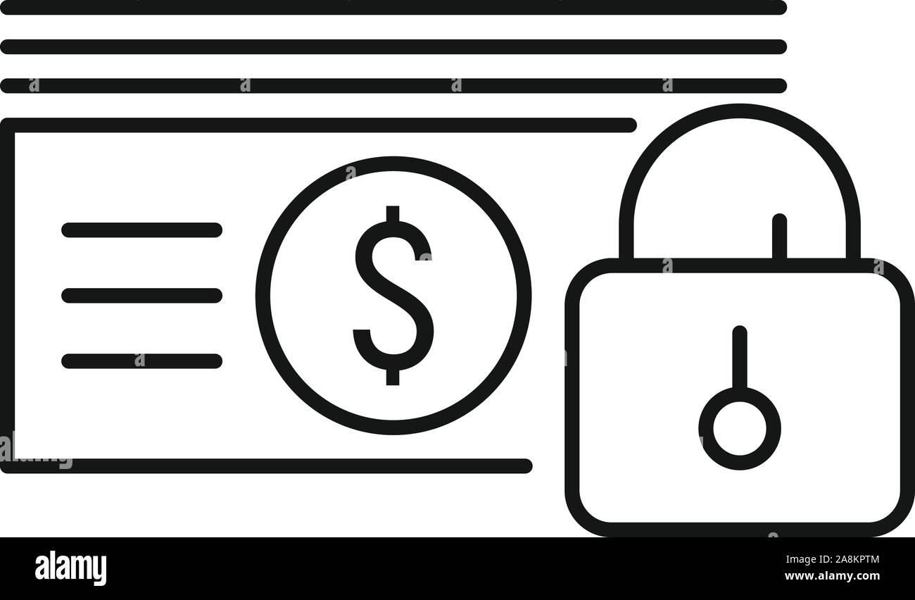 Lock money cash icon. Outline lock money cash vector icon for web ...