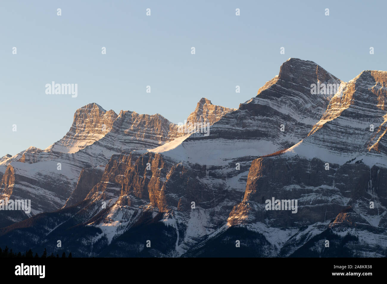 Banff Mountain Winter Sunrise Golden Hour Stock Photo - Alamy