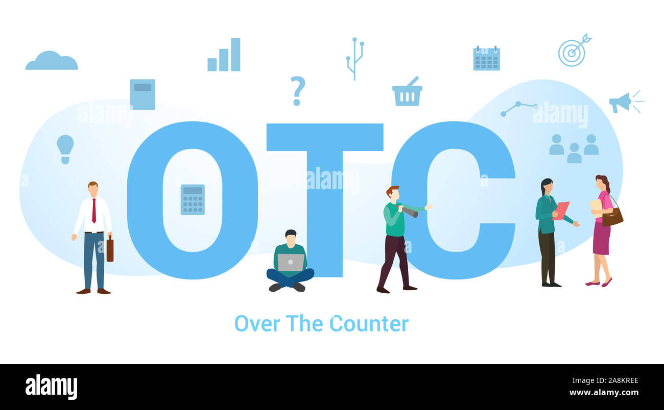 otc over the counter concept with big word or text and team people with ...