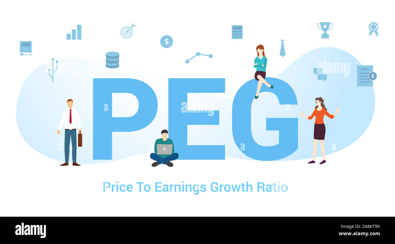 peg price to earnings growth ratio concept with big word or text and ...