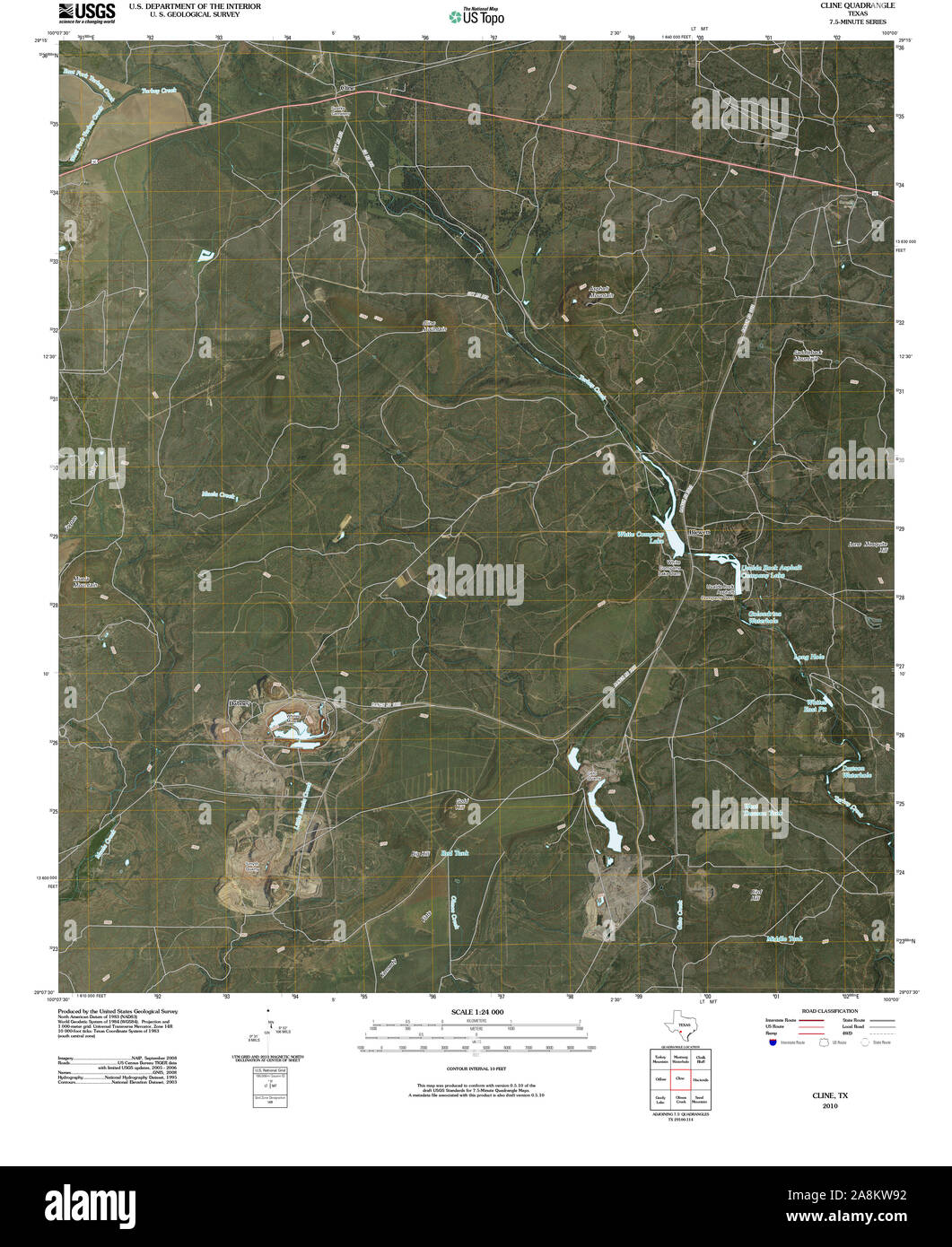 USGS TOPO Map Texas TX Cline 20100311 TM Restoration Stock Photo - Alamy