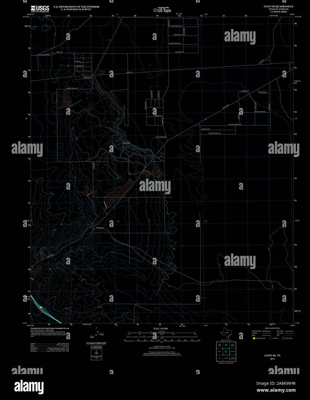 USGS TOPO Map Texas TX Clint SE 20121206 TM Inverted Restoration Stock ...