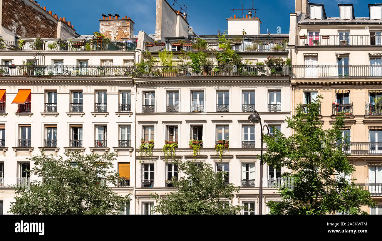 Paris, attractive facades, with geometry of the windows, charming ...