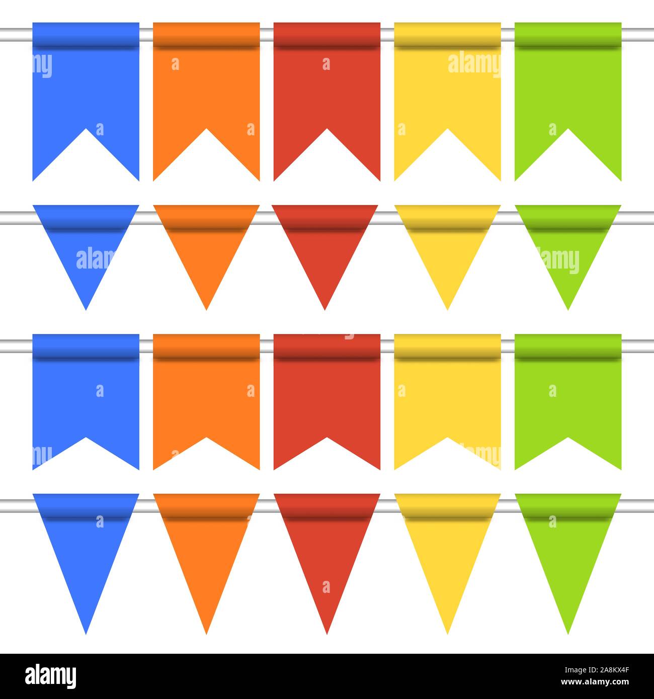 Set of colored glossy flags isolated on a white background, vector ...