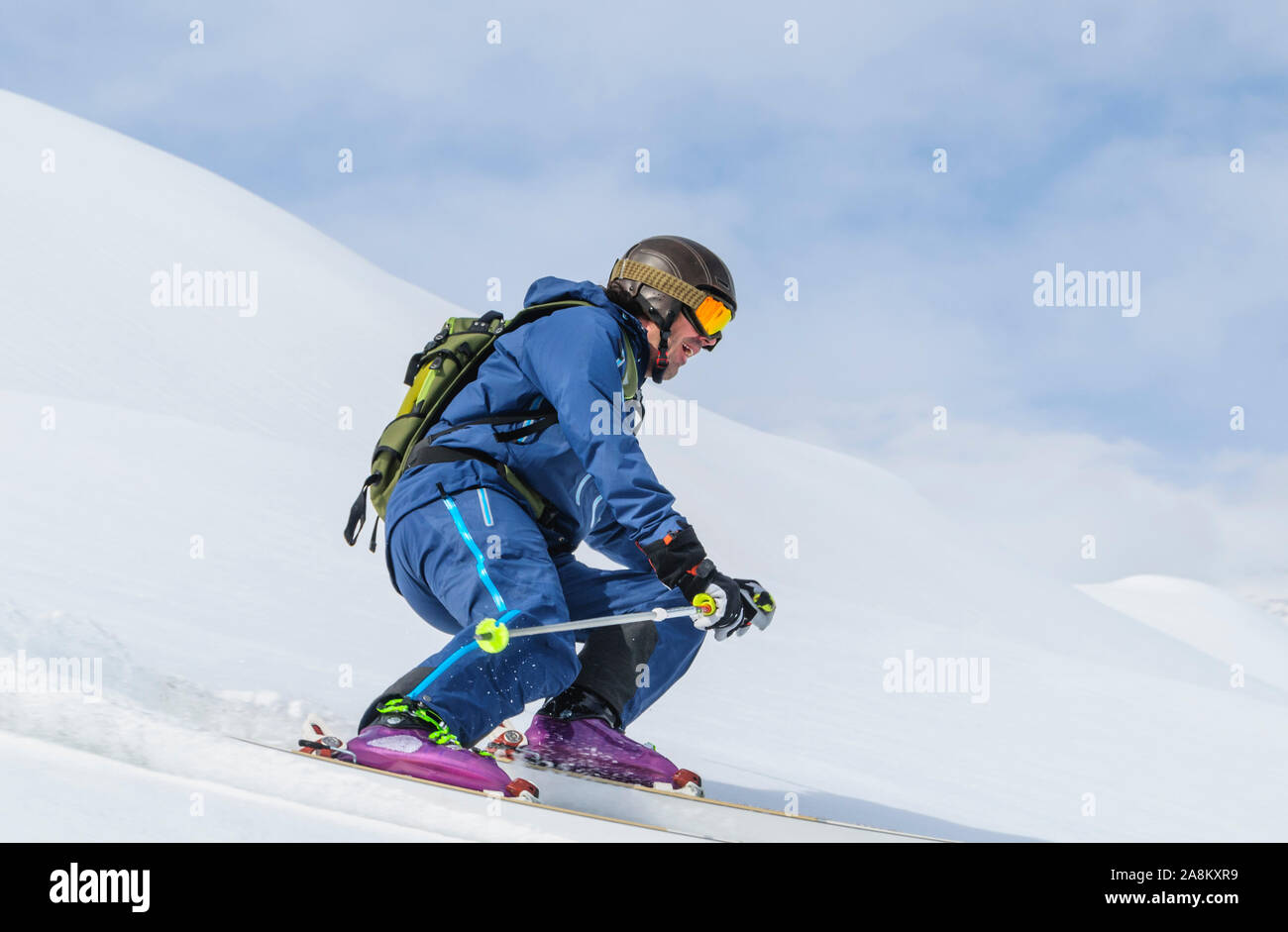 Expert skier enjoying fantastic conditions on the glaciers of Monte ...