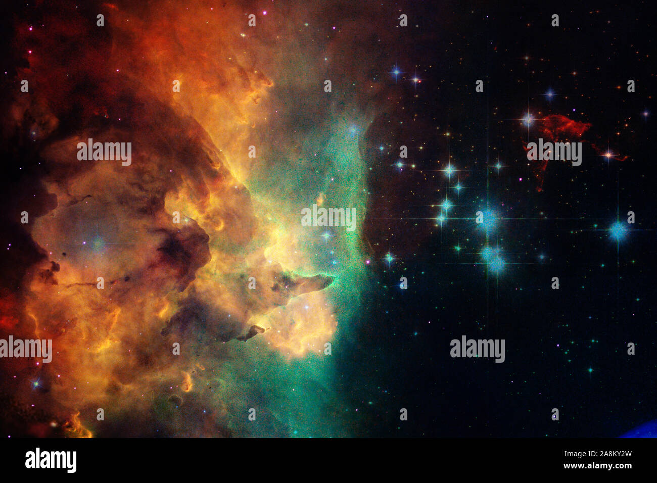 Nebulae and stars in outer space, glowing mysterious universe. Elements ...