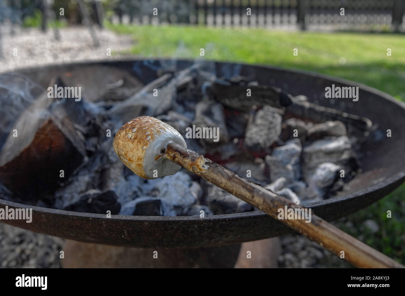 Bonfire with marshmallow Stock Photo - Alamy