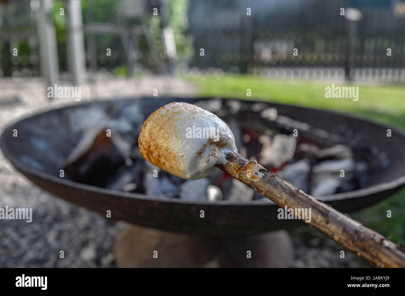 Bonfire with marshmallow Stock Photo - Alamy