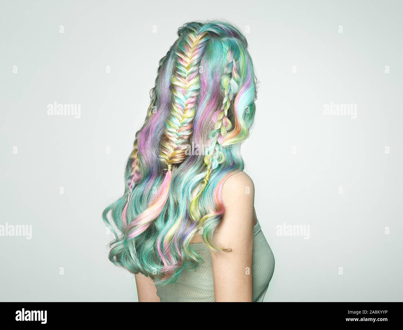 Beauty Fashion Model Girl with Colorful Dyed Hair. Girl with perfect ...